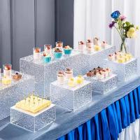 China Ripple Pattern Acrylic Dessert Stand with Stone Texture Base for Weddings Banquets Afternoon Tea Displays for sale