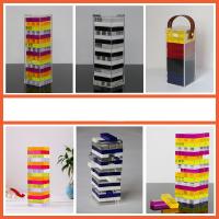 China Custom Acrylic Stacking Blocks Parent-Child Educational Game Domino Building Toy with 48 Blocks for Stacking Tower for sale