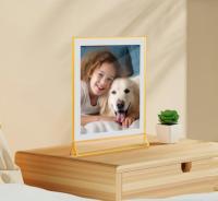 China Gold Acrylic Picture Frame Event Signage Double-Sided Sign Holder For Weddings, Menus, And Office Displays for sale