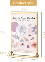 China Gold Acrylic Picture Frame Event Signage Double-Sided Sign Holder For Weddings, Menus, And Office Displays for sale