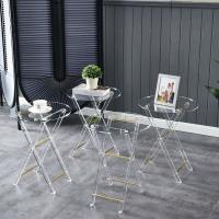 China Round Folding Acrylic End Table Coffee Table Set for Living Room Hotel Coffee Shop Customized Thickness for sale
