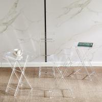 China Round Folding Acrylic End Table Coffee Table Set for Living Room Hotel Coffee Shop Customized Thickness for sale
