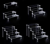 China Clear Acrylic Display Stand Plexiglas Storage Shelf Ladder-shaped For Desktop for sale