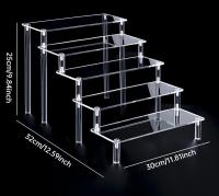 China Clear Acrylic Display Stand Plexiglas Storage Shelf Ladder-shaped For Desktop for sale