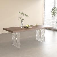 China Transparent Acrylic T-Shaped Dining Table Custom Color Legs with Thickened Base for sale
