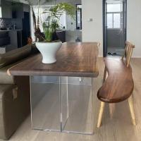 China Transparent Acrylic T-Shaped Dining Table Custom Color Legs with Thickened Base for sale