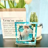 China Stylish Rotating Acrylic Double-side Photo Frame With Custom UV Printing For Home Decor for sale