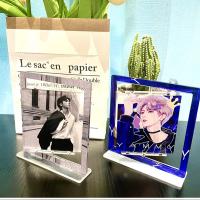 China Stylish Rotating Acrylic Double-side Photo Frame With Custom UV Printing For Home Decor for sale