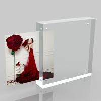 China Double-side Display Acrylic Magnetic Photo Frame Square Picture Frame Block for Home Decor and Business Gift Clear Design for sale