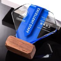 China Custom-Made Acrylic Award With Creative Wooden Plaque For Anniversary Conference Prize And Outstanding Employee for sale