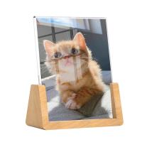 China Custom Acrylic And  Wood U-Shaped Photo Frame , Desktop Acrylic Picture Photo Display 6x7, 7x7, And 8x10 Inch Sizes for sale