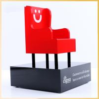China Custom Mini Red Sofa Shape  Acrylic Award Trophy For Furniture Theme Business Recognition or Celebration for sale