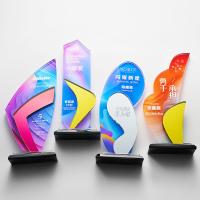 China Custom   Shape Colorful  Acrylic Award Trophy  PMMA Plaque with UV printing and Engraving  For   Business Recognition or  Anniversary Celebration for sale