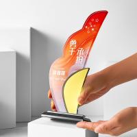 China Custom   Shape Colorful  Acrylic Award Trophy  PMMA Plaque with UV printing and Engraving  For   Business Recognition or  Anniversary Celebration for sale
