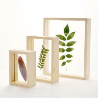 China Creative Solid Wood and Acrylic Double-Sided  Plant Specimen Transparent Frame Original Wood Color 3D Picture Frame Background Wall for sale