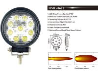 China 2160lm Round LED Work Flood Lights 27W Industry Mining Offroad Lighting for sale