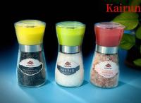 China Refillable Glass Salt Pepper Grinders 150ml Capacity 128mm Height with Ceramic Grinder Mechanism for sale