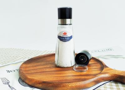 China Glass Salt and Pepper Grinders 260ml Stainless Steel Adjustable Manual Mill for sale