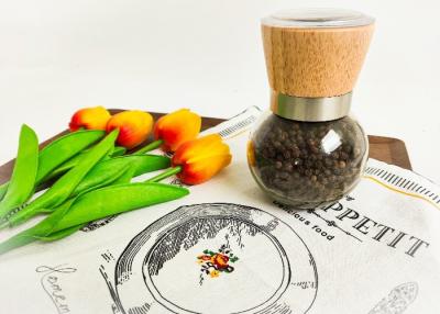 China Reusable Salt and Pepper Grinder with Wood Lid and Glass Bottle - High Durability Design for Herbs and Spices for sale