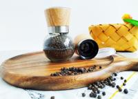 China Glass Black Peppercorn Grinder with 200ml Capacity and 64mm/80mm Dimensions - Adjustable Manual Spice Mill for sale