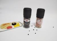 China Refillable Plastic Cap Glass Jar Pepper Grinder with Ceramic Mechanism 200ml for sale