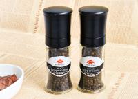 China Customized Glass Salt and Pepper Grinders Manual Adjustable Refillable 2-in-1 Spice Mill for sale