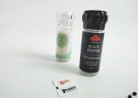 China Acrylic Salt and Pepper Grinder Glass Bottle Plastic Lid Adjustable Spice Mill Custom Size for sale