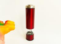 China Battery Operated Salt and Pepper Grinder Red Finish Stainless Steel 4 AA Adjustable Coarseness for sale