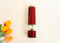 China Battery Operated Salt and Pepper Grinder Red Finish Stainless Steel 4 AA Adjustable Coarseness for sale