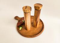China Natural Wood Salt and Pepper Grinder Set 5.5x20 cm with Ceramic Core - Manual Refillable Design for Herbs and Spices for sale
