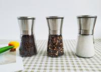 China Adjustable Glass Salt and Pepper Grinders - 200ml Capacity, 123mm Height with Stainless Steel Cap for sale