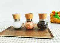 China Glass Black Peppercorn Grinder with 200ml Capacity and 64mm/80mm Dimensions - Adjustable Manual Spice Mill for sale