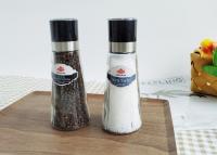 China Glass Salt and Pepper Grinders 260ml Stainless Steel Adjustable Manual Mill for sale