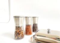 China 175ml Manual Glass Grinder Adjustable Refillable Spice Grinding Jar 65mm Top Dia for sale