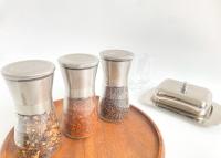 China 175ml Manual Glass Grinder Adjustable Refillable Spice Grinding Jar 65mm Top Dia for sale