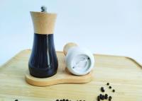 China Round Wooden Salt & Pepper Grinders 6.2cm x 13.9cm with Ceramic Mechanism - Manual Adjustable Spice Mills for sale