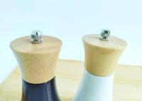 China Round Wooden Salt & Pepper Grinders 6.2cm x 13.9cm with Ceramic Mechanism - Manual Adjustable Spice Mills for sale