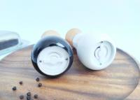 China Round Wooden Salt & Pepper Grinders 6.2cm x 13.9cm with Ceramic Mechanism - Manual Adjustable Spice Mills for sale