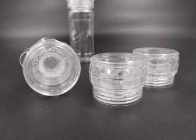 China KPL-015 Refillable PC Grinder Caps 50mm x 35mm Round Shape Clear or Black with Flip Shaker Design for sale