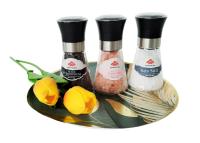 China Manual Salt and Pepper Grinder with 80ml Glass Jar, 118mm Height, 201 Stainless Steel Mechanism for sale