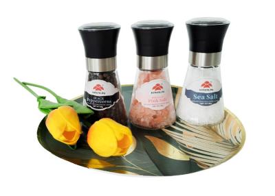 China Manual Salt and Pepper Grinder with 80ml Glass Jar, 118mm Height, 201 Stainless Steel Mechanism for sale