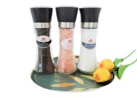 China Plastic Salt and Pepper Grinder Set with 180ml Capacity, 190mm Height Glass Jar and Ceramic Core for sale