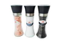 China Plastic Salt and Pepper Grinder Set with 180ml Capacity, 190mm Height Glass Jar and Ceramic Core for sale
