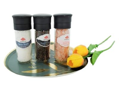 China 100ml Refillable Plastic Grinder with Ceramic Core for Salt, Pepper and Condiments - 140mm Height, 46g Weight for sale