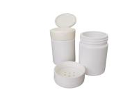 China 100ml Capacity Plastic Opaque White Spice Jars Flip Top Cap for sale