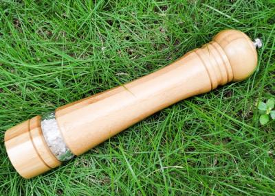 China Rubber Wood Ceramic Salt Pepper Mill 5.2x26.3cm Adjustable Grinder Natural Finish for sale