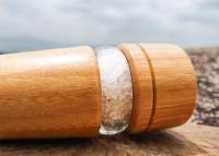 China Large Wooden Salt Pepper Mill 223g Ceramic Grinder Acrylic Modern Design 26.3cm for sale