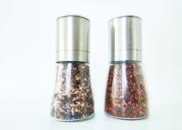 China Reusable Refillable Glass Seasoning Grinder with Stainless Steel Lid 200ml for sale
