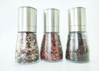 China Reusable Refillable Glass Seasoning Grinder with Stainless Steel Lid 200ml for sale