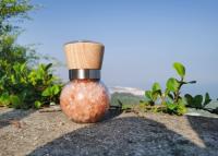 China Adjustable Ceramic Salt Pepper Grinder 200ml Transparent Glass Bottle Rubber Wood for sale